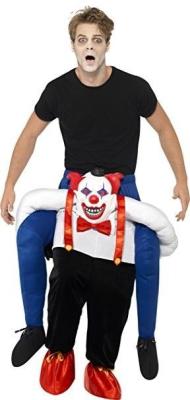 China Men Halloween Sinister Clown Piggy Back Animal Mascot Costumes for sale