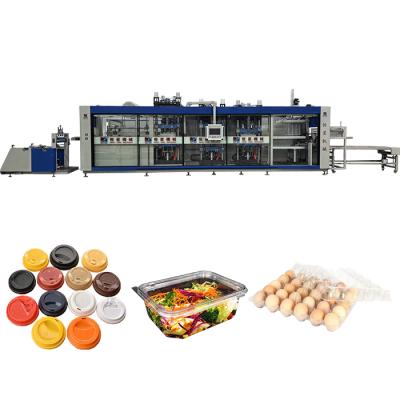 China Four Station Pressure Plastic Thermoforming Machine Multi Stage Heating for sale