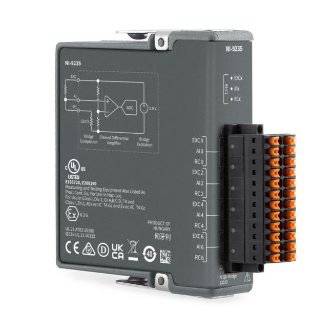 Front view of National Instruments 9235 C Series Strain/Bridge Input Module