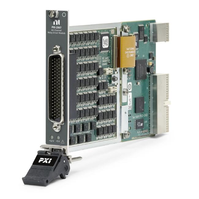 Side view of National Instruments PXI-2567 module highlighting compact design