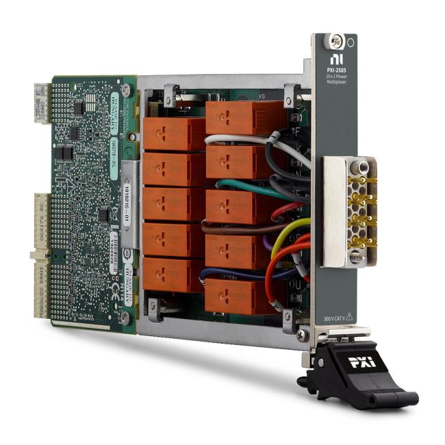 Side view of National Instruments PXI-2585 PXI Multiplexer Switch Module
