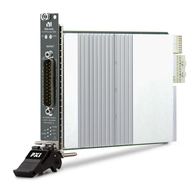 National Instruments PXIe-4143 PXI Source Measure Unit showing front panel and connectors