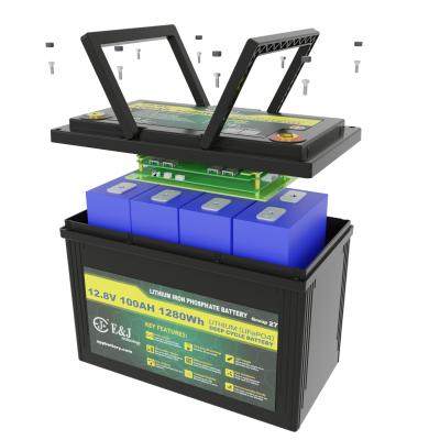 China Deep Cycle 12V 100Ah Cell Balanced LiFePO4 Lithium Ion Recharge Solar Battery 4000 Cycles for sale