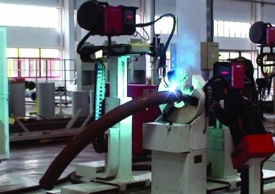 China Pipe bending and welding machine Bent pipe- Flange automatic welding system for sale