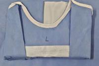 China Three - Anti SMMMS Disposable Examination Gowns With Hook Loop Fastener for sale