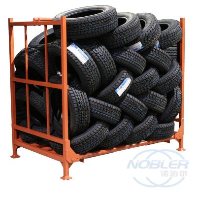 China Customized Powder Coating Steel Pallet Tyre Rack Storage Stacking Truck Tire Rack for sale