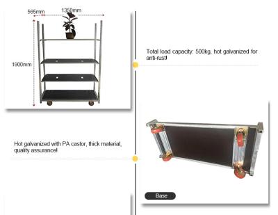 China Plywood Fower Pot Plant CC Container For Transporting , Iron Flower Cart for sale