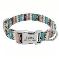 China Custom Pattern Polyester Pet Dog Collar Adjustable Nylon Reflective Safety for Outdoor Walking for sale