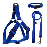 China Wholesale Custom Print 3 in 1 Adjustable No Pull Dog Harness Collar Leash Set Polyester 8kg for sale