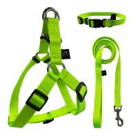China Wholesale Custom Print 3 in 1 Adjustable No Pull Dog Harness Collar Leash Set Polyester 8kg for sale