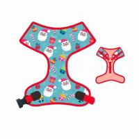 China Polyester Padded Christmas Dog Harness Warm Adorable Print Pattern Adjustable 2 Sizes for sale