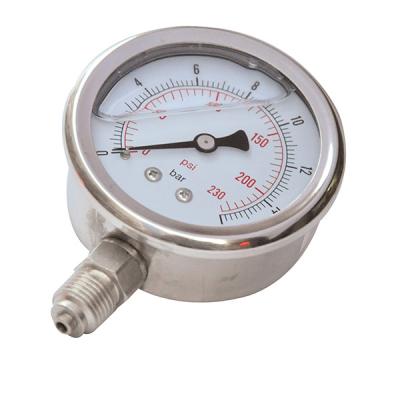 China 2-1/2 Zoll liuqid fillled Manometer, Glyzerin, Silikonöl, Edelstahl, 0-230 P/in/Stange, 1/4 unterer Berg BSP, zu verkaufen