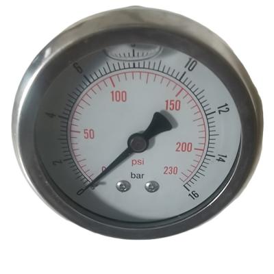 China 2-1/2 Zoll liuqid fillled Manometer, Glyzerin, Silikonöl, Edelstahl, 0-230psi/bar, 1/4 BSP-Rückseitenberg, zu verkaufen