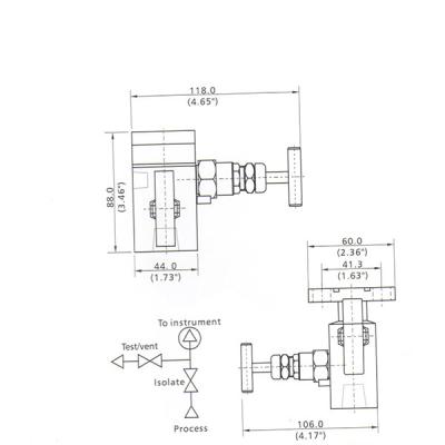 Cina 6000 femmina molteplice NPT della valvola 1/4 di modo molteplice 200℃ 2 dello strumento di PSI in vendita