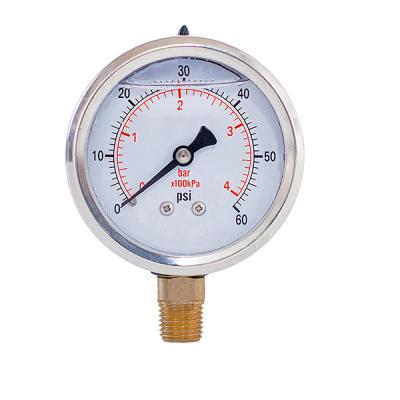 Китай дюйм 1/4 BSPT манометров 2,5 более низкого держателя 60psi жидкостный заполненный продается
