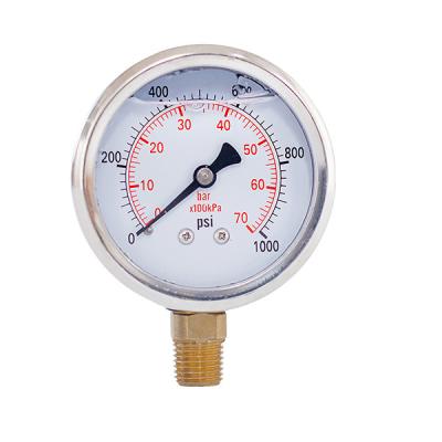 China Mittel 1000-P-/inflüssige gefüllte Manometer 63mm 2,5 Messing des Zoll-1/4 BSP zu verkaufen