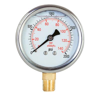 China 6.3cm 2.5in Glyzerin-flüssige gefüllte Manometer 2000psi SS304 zu verkaufen