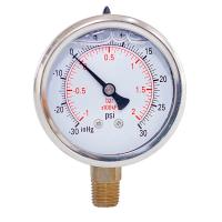 China 2.5 Inch Liquid Filled Compound Pressure Gauge -30inHg to 30psi 1/4 BSP Lower Mount for sale