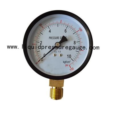 China 4 Inch Dry hydraulic General Pressure Gauges 1/2 BSP Steel Case 150 Psi for sale