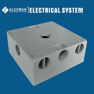 Cina Scatola di alluminio del recipiente del metallo di 2 scatole di distribuzione resistenti alle intemperie elettriche del gruppo con 5 fori dello sbocco di X-config in vendita