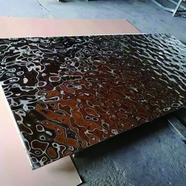 Quality 410 Mirror Gold Water Effect Staninless Steel Sheet for Decorative Water Ripples for sale
