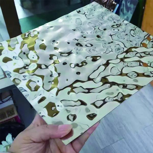 Quality 410 Mirror Gold Water Effect Staninless Steel Sheet for Decorative Water Ripples for sale