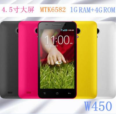 China 4.5" Smart phone 3G network MTK6582 Quad core CPU multi color----W450 for sale