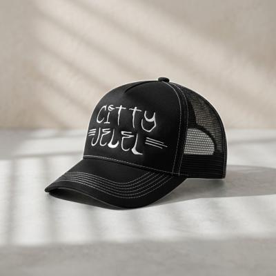 China Full Sublimation Print Customized Trucker Hats Mesh Back Edge Graphic Style for sale