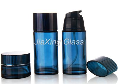 China Personalized Blue Glass Cosmetic Jars And Bottles 50g For Cosmetic Sets factory