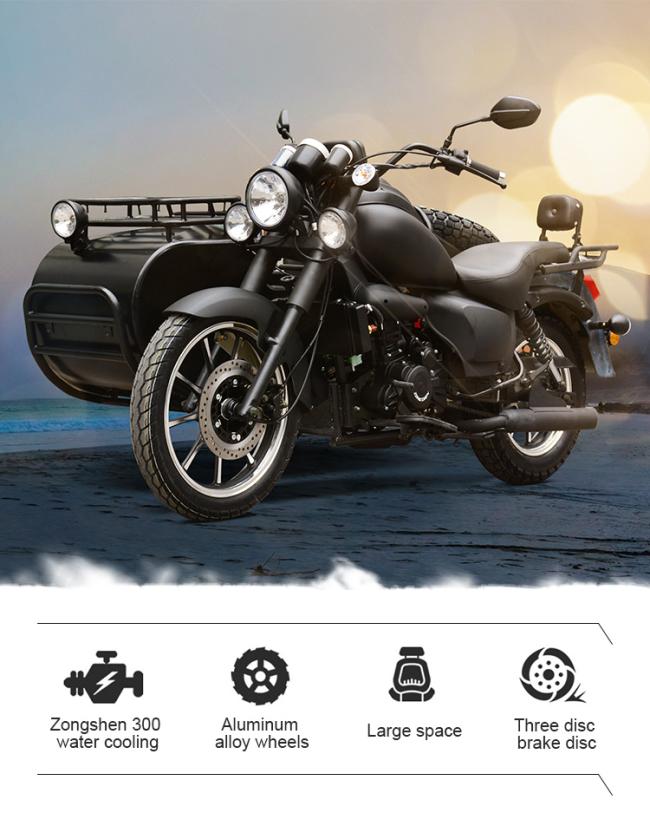 Red 300cc water cooled  3 wheels trike/petrol motorcycle side car for sale