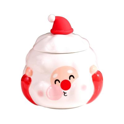 Cina American Style Natale Babbo Natale Uomo di Neve Tazza di caffè in ceramica con coperchio e cucchiaio Set regalo in vendita