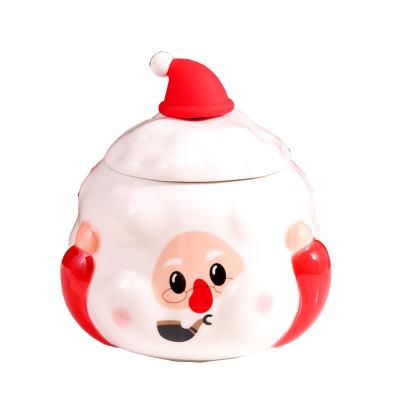 Cina American Style Natale Babbo Natale Uomo di Neve Tazza di caffè in ceramica con coperchio e cucchiaio Set regalo in vendita