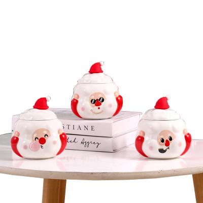 Cina Tazza ceramica di Natale Babbo Natale con coperchio e cucchiaio a colori Scatola regalo Tazze da caffè in vendita