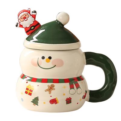 Cina Scatola regalo di Natale Uomo di neve Babbo Natale Ragazza Tazza di caffè latte sostenibile con tazza cucchiaio in vendita