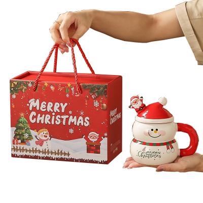 Cina 8.5x6.8cm Snowman Santa Design Scatola regalo di Natale Latte Tazza di caffè Tazza con HANDGRIP in vendita