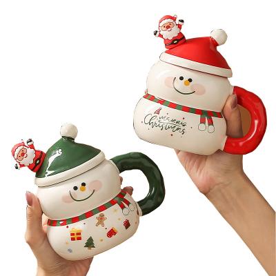 Cina 8.5x6.8cm Snowman Santa Design Scatola regalo di Natale Latte Tazza di caffè Tazza con HANDGRIP in vendita
