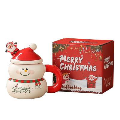 Cina Capacità 400ml Carino pupazzo di neve Babbo Natale Caffè Ceramica Mike Mug Con Scatola Regalo in vendita