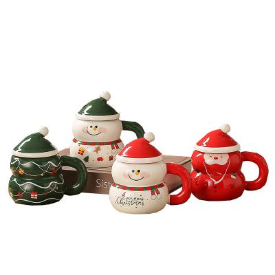 Cina Capacità 400ml Carino pupazzo di neve Babbo Natale Caffè Ceramica Mike Mug Con Scatola Regalo in vendita