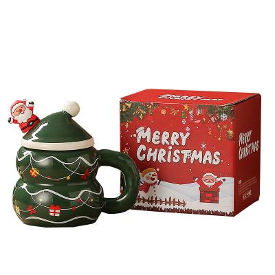 Cina Capacità 400ml Carino pupazzo di neve Babbo Natale Caffè Ceramica Mike Mug Con Scatola Regalo in vendita