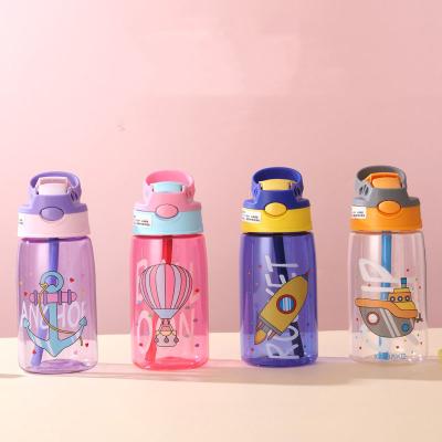 Cina 480ml Bambini Carino Portatile a prova di perdite Straight Drink Bottiglia d'acqua di plastica con paglia in vendita