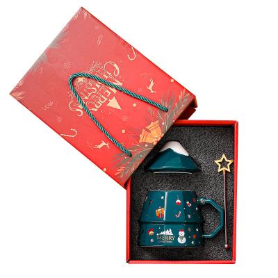 Cina 7x12.5cm Tazza da caffè in ceramica con coperchio e cucchiaio in vendita