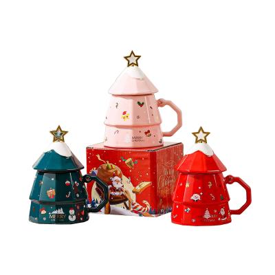 Cina Copo ceramico con coperchio e cucchiaio regalo sostenibile in vendita