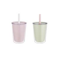 China Custom Double Wall Plastic Water Bottle 720ml with Straw PC Material Reusable for sale