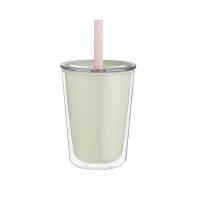 China Custom Double Wall Plastic Water Bottle 720ml with Straw PC Material Reusable for sale