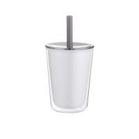 China Custom Double Wall Plastic Water Bottle 720ml with Straw PC Material Reusable for sale