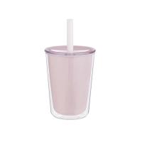China Custom Double Wall Plastic Water Bottle 720ml with Straw PC Material Reusable for sale