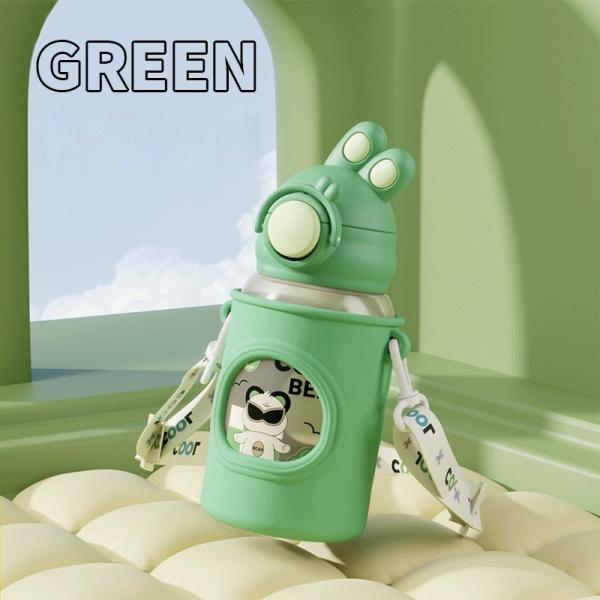 Quality 680ml Cartoon Straw Silicone Leather Cover Vacuum Insulated Water Bottle For for sale