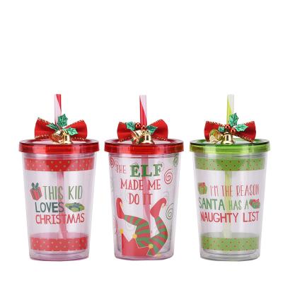 Cina BAP a doppio strato GRATUITO Coppa di acqua potabile di paglia di plastica con campana 2024 regalo di Natale in vendita
