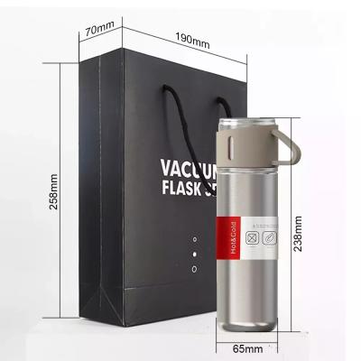 China Double Wall Vacuum Flask Set with Two Cups Aqua Flask and Advantage of Gift Box Package for sale
