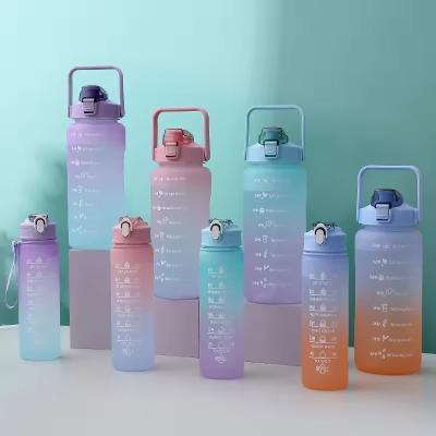 China Large-capacity Sport Plastic Gradient Water Bottle Set 2000ml 900ml 300ml for Outdoor for sale